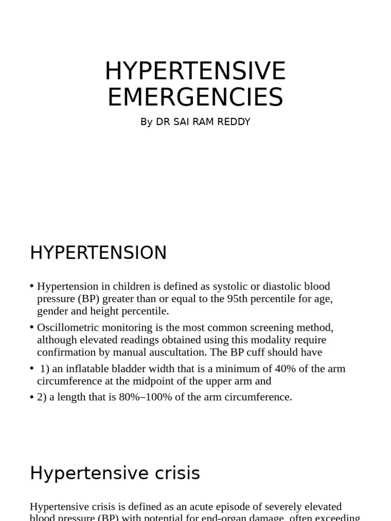 Emergency Hypertensive | PDF | Hypertension | Kidney