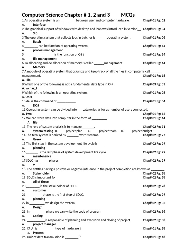 Computer Science MCQs 50 | PDF | Operating System | Computing Computer Science MCQs 50 | PDF | Operating System | Computing