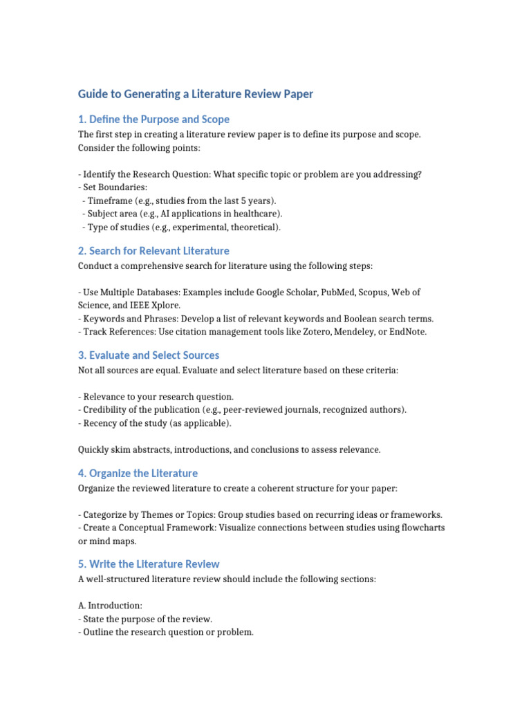 Literature Review Guide | PDF | Citation | Literature Review