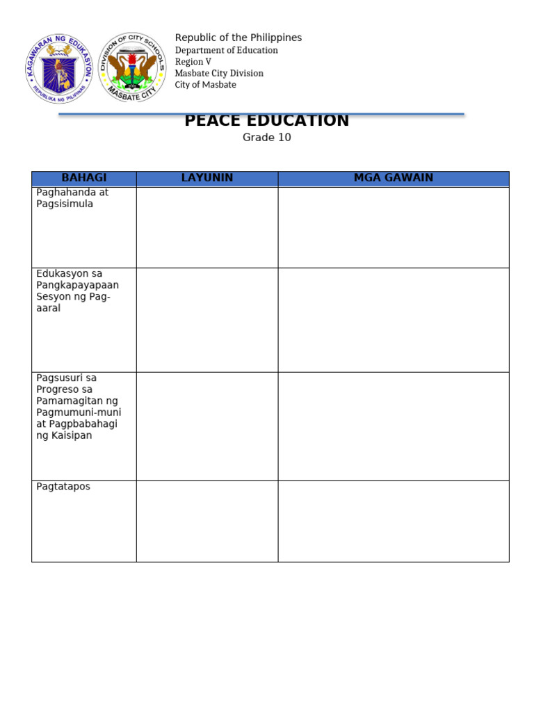 PEACE EDUCATIONtemplate | PDF
