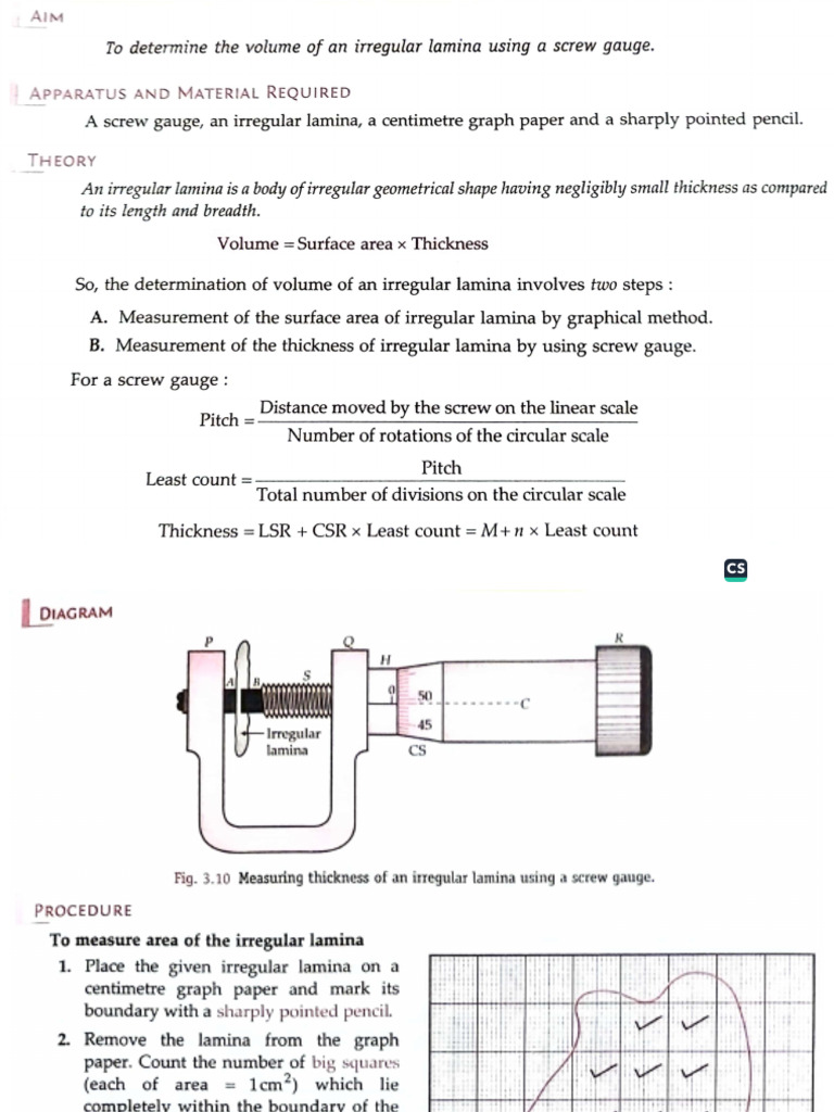 SG - Volume of Irregular Lamina | PDF