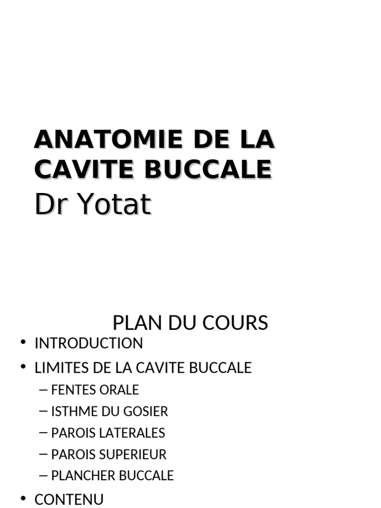 Anatomie de la Cavité Buccale | PDF | Langue | Anatomie humaine
