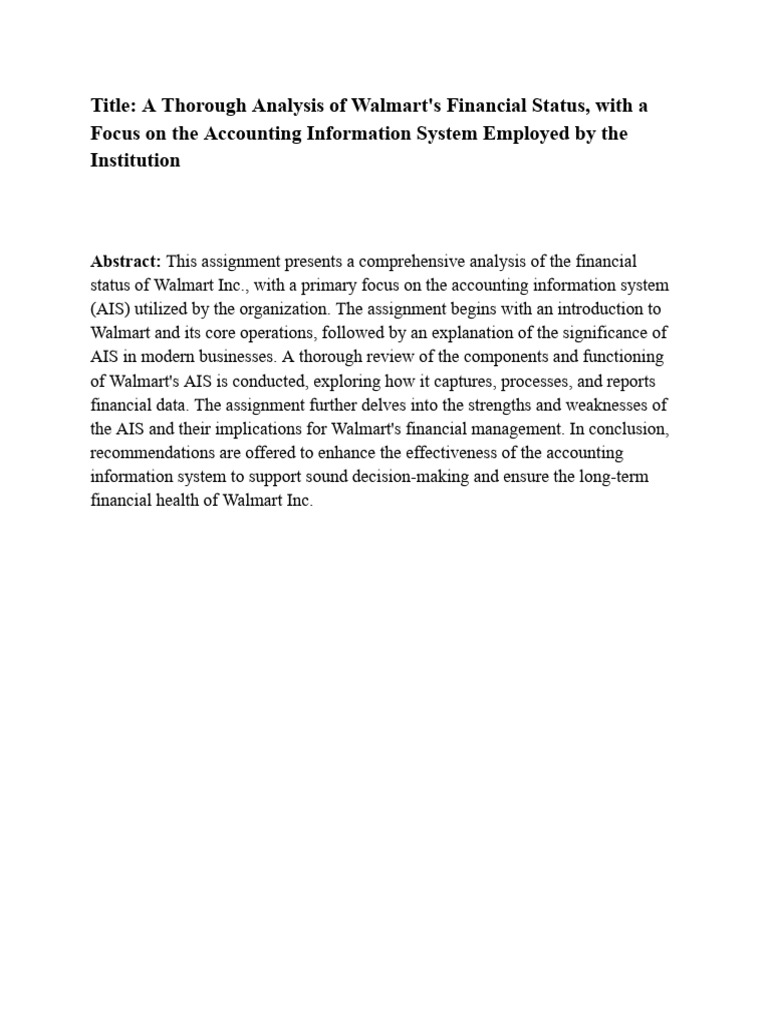 Walmart's Financial Analysis and AIS Review | PDF | Security | Computer ...