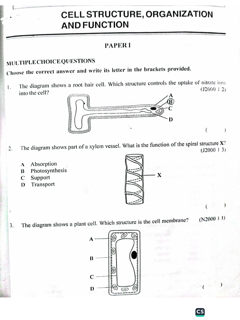 Topic, Cell structure and organization. | PDF