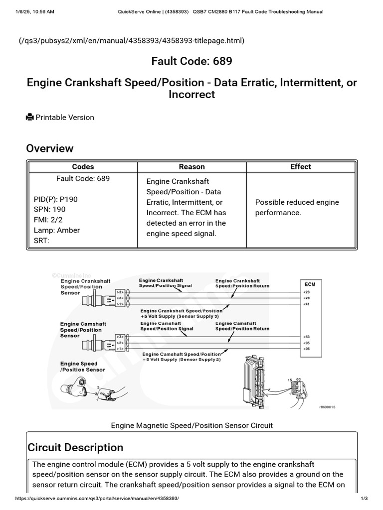 QSB7 CM2880 B117 Fault Code Troubleshooting Manual 689 | PDF ...