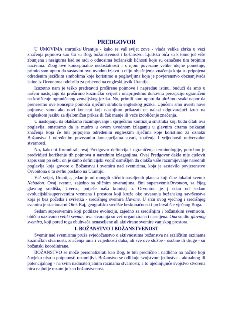 Predgovor: Nebadon Orvonton | PDF