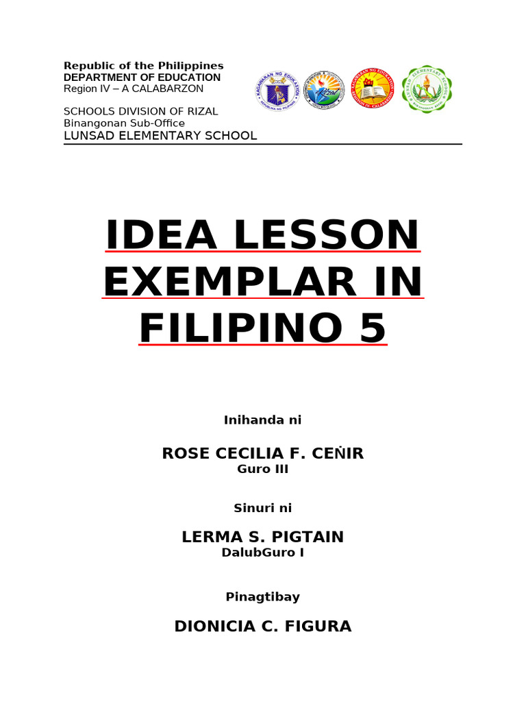 Lesson-Exemplar-FILIPINO 5 PANGNGALAN | PDF