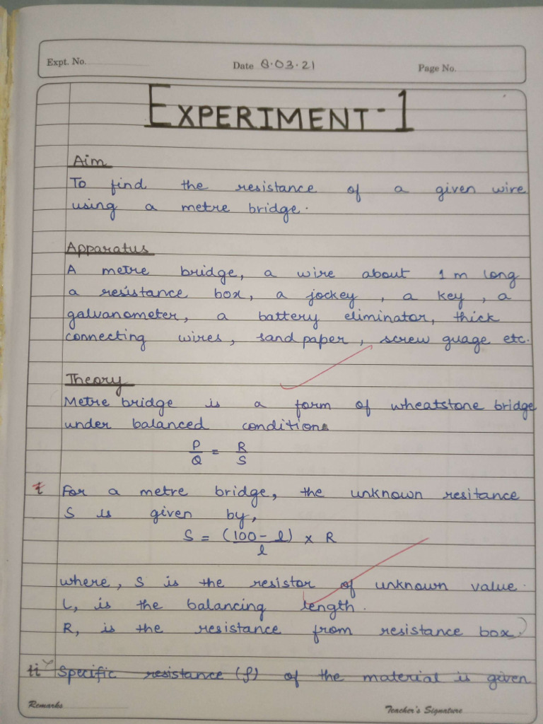 Class 12 Physics Experiment No.1 | PDF