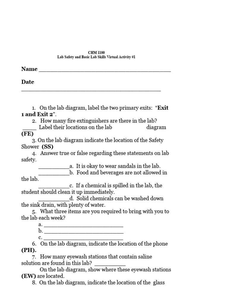 CHM 1100 Basic Lab Skill Virtual Activity #1 | PDF