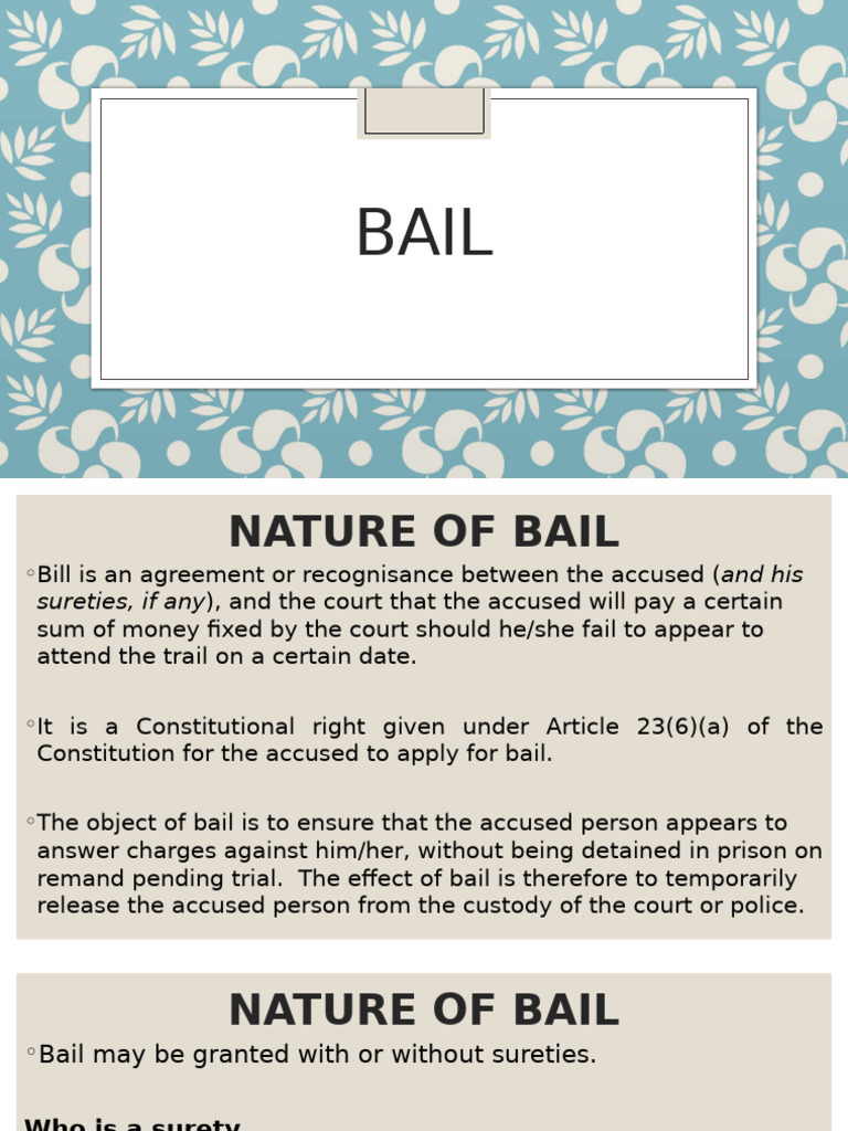 Criminal Procedure Bail | PDF | Bail | Criminal Procedure In South Africa