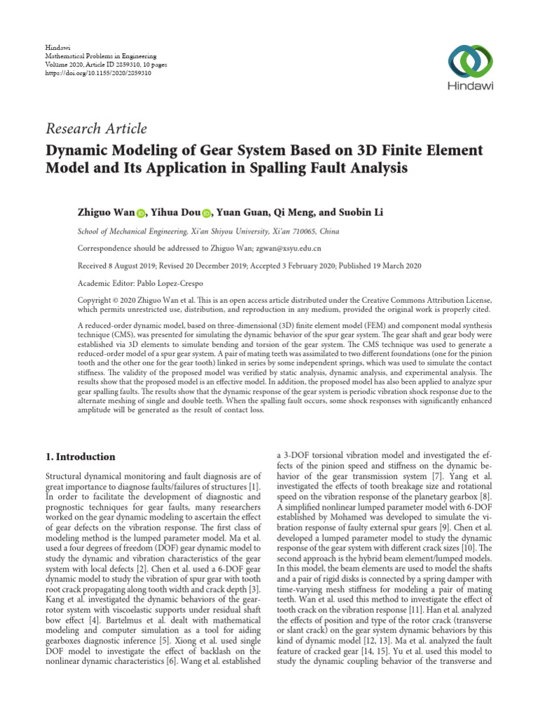 4. Reduced FE analysis verified by static and dynamic analysis on gear mating and spalling fault ...