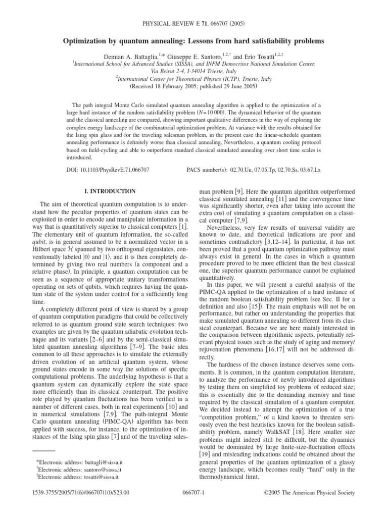 2005 - Optimization by quantum annealing - Lessons from hard ... 2005 - Optimization by quantum annealing - Lessons from hard ...