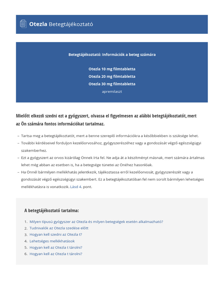 Betegtajekoztato Informaciok A Beteg Szamara | PDF