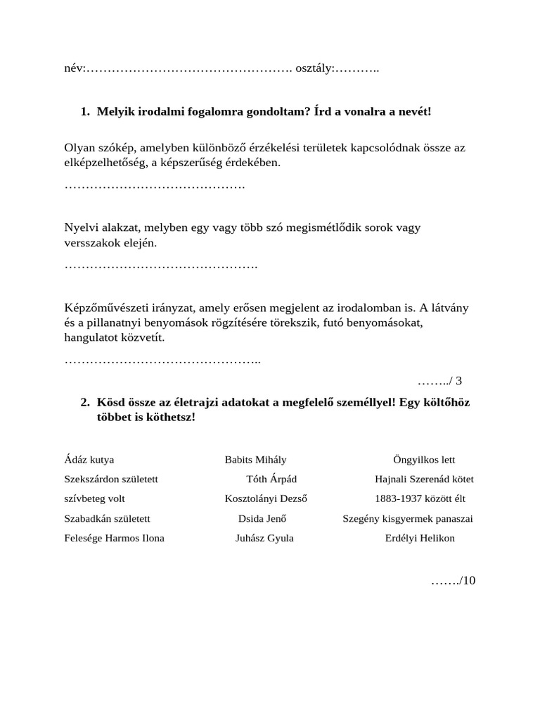 Nyugat 8 o Dolgozat | PDF