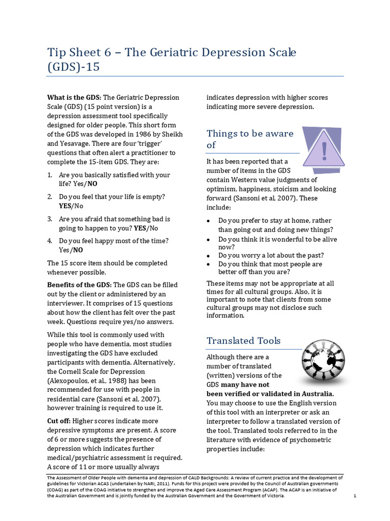 6_gds | PDF | Geriatrics | Dementia