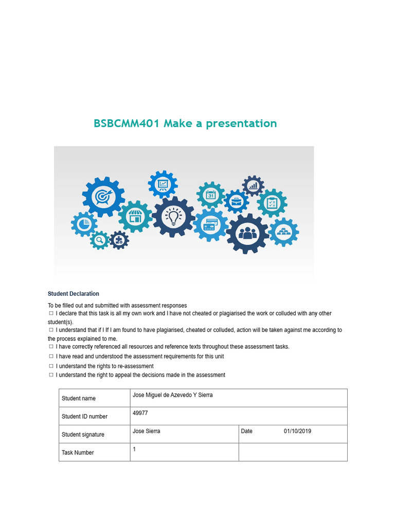 BSBCMM401 Make A Presentation TASK 1 | PDF | Human Communication ...