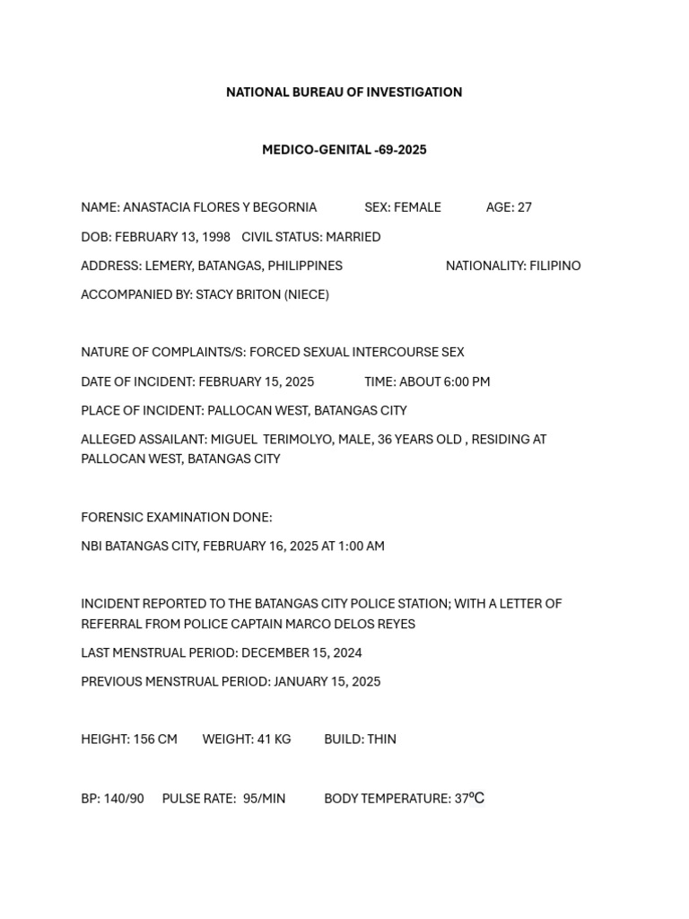 MEDICO LEGAL REPORT_ATIENZA | PDF