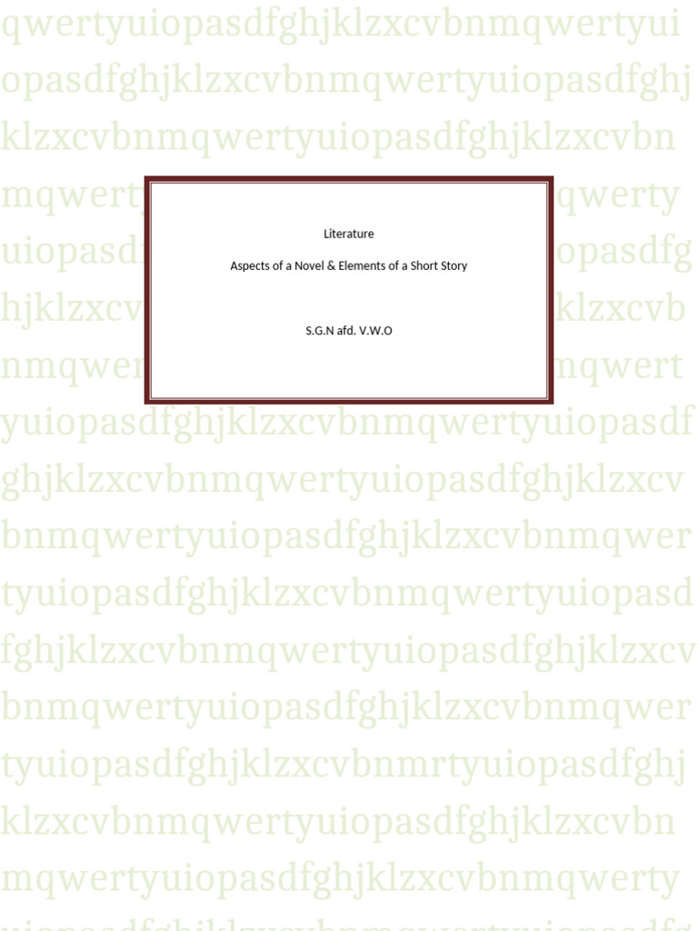 Handout Aspects of The Novel & Elements of The Short Story | PDF ...