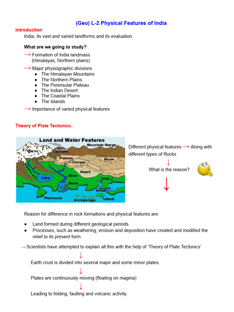 Physical Features of India Explained | PDF | Plate Tectonics | Himalayas