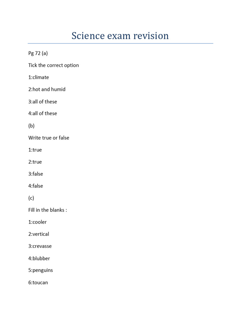 Science Exam Revision Guide | PDF