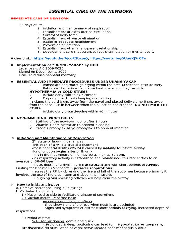 Newborn Care: Essential Procedures Guide | PDF | Breastfeeding | Lactation