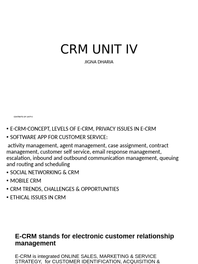 CRM UNIT IV | PDF | Customer Relationship Management | Human Communication