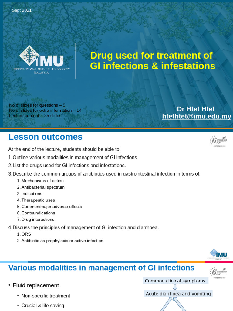 GI Infection Treatment Drugs Overview | PDF | Diarrhea | Diseases And ...
