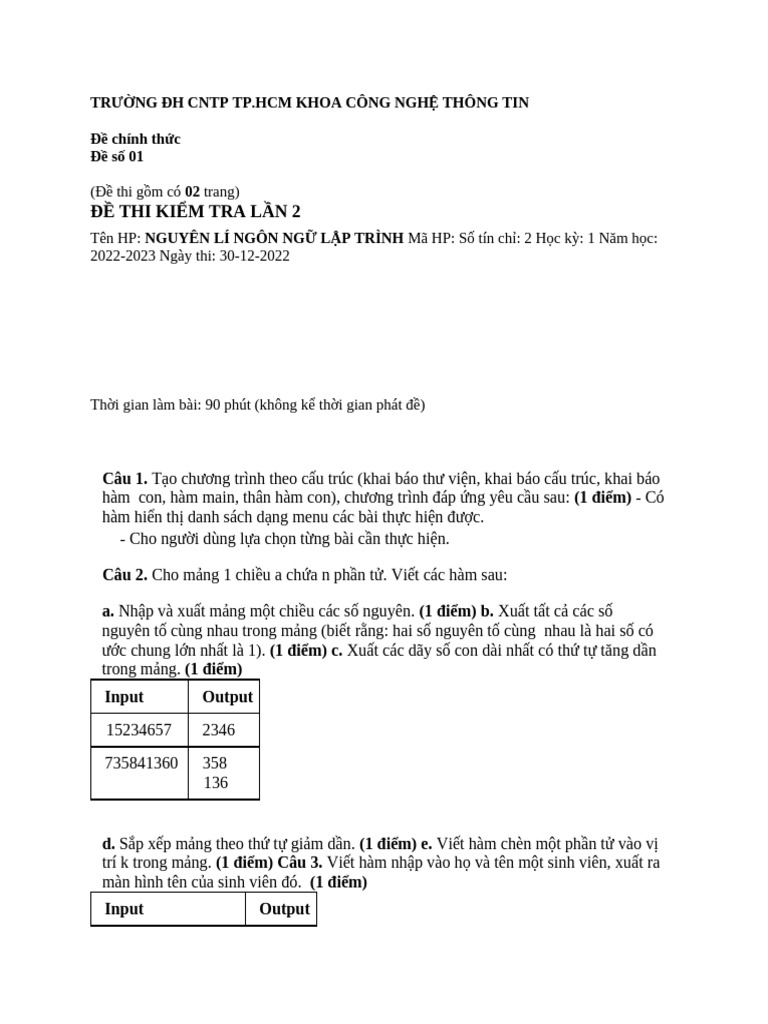 Ôn tập NNLT | PDF