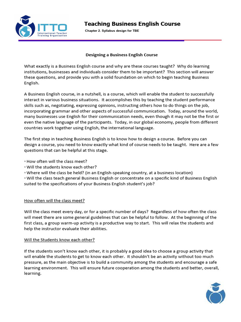 TBE p1 2 Ch2 Designing A Business Course2 | PDF | Learning | Human Communication