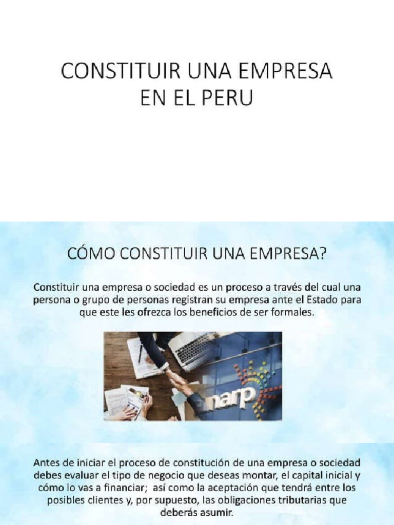 Constituir Una Empresa en El Peru Sunat | PDF