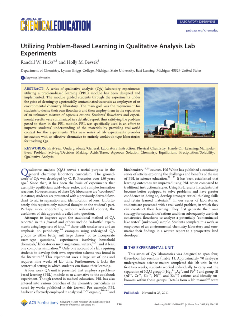 Utilizing Problem Based Learning in Qual | PDF | Chemical Reactions | Chemistry