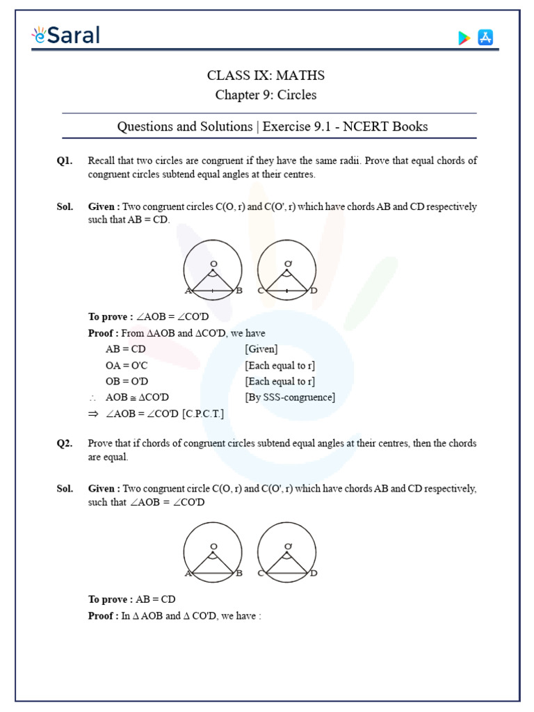 Class IX Circle Theorems | PDF | Rectangle | Circle