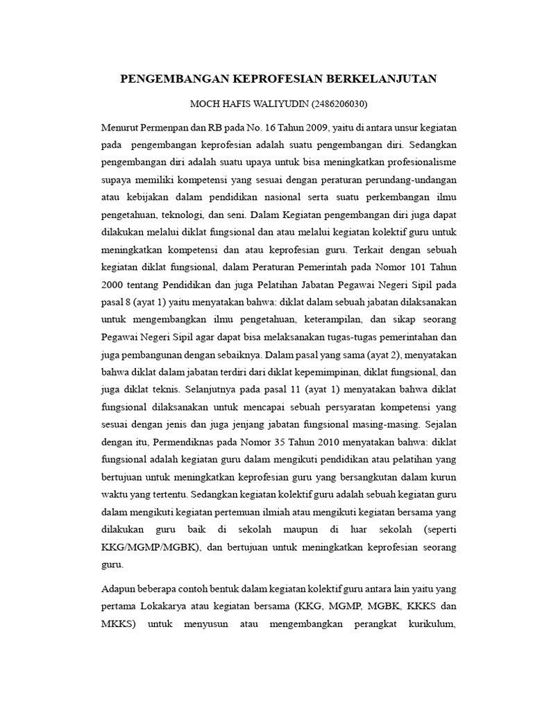 ESAI PENGEMBANGAN KEPROFESIAN BERKELANJUTAN (Hafis) | PDF