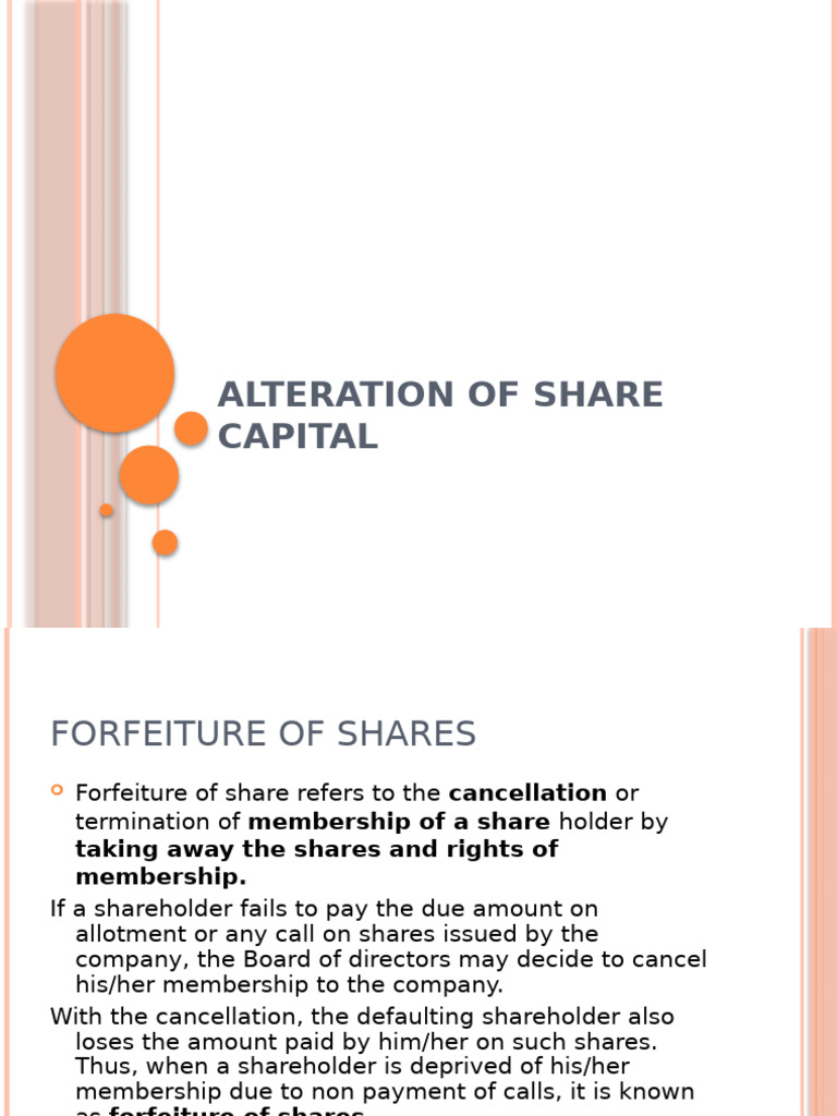 Forfeiture and Reissue of Shares Explained | PDF | Debits And Credits ...