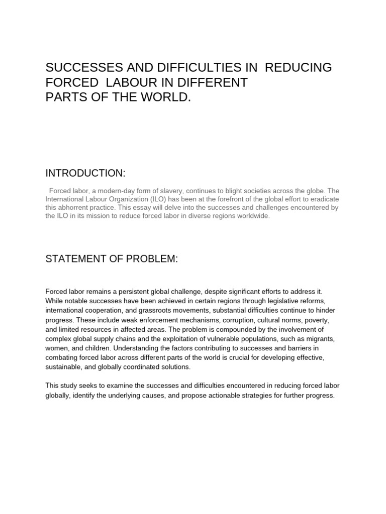 Reducing Global Forced Labor: Successes & Challenges | PDF | Governance ...