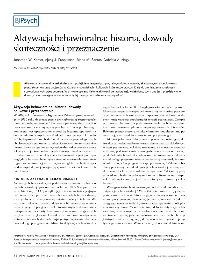 Aktywizacja behawioralna - dowody | PDF