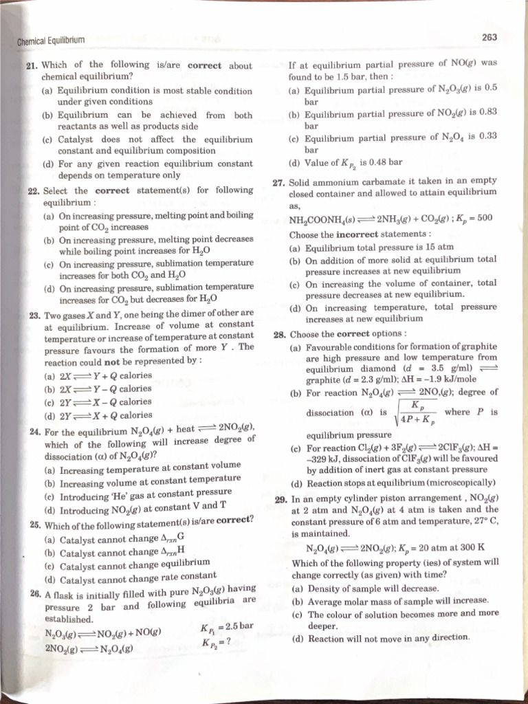 Chemical Equilibrium Practice Sheet - 2 | PDF