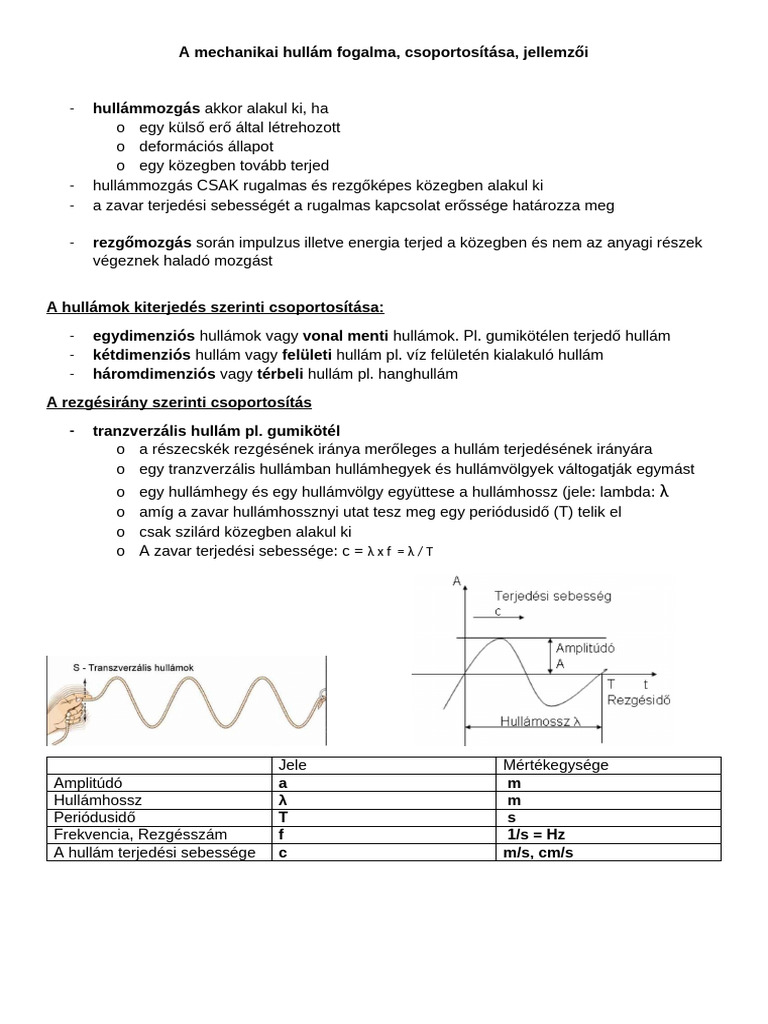 A Mechanikai Hullám | PDF