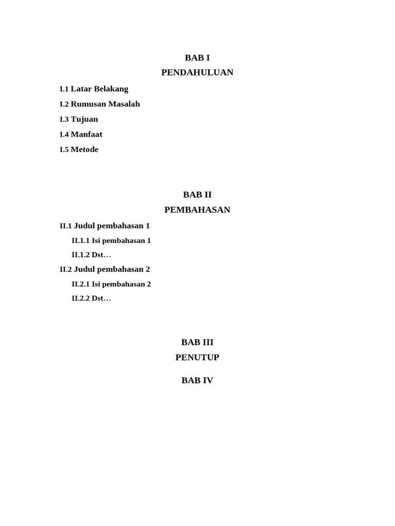 Template Bab Otomatis Karya Tulis Ilmiah | PDF