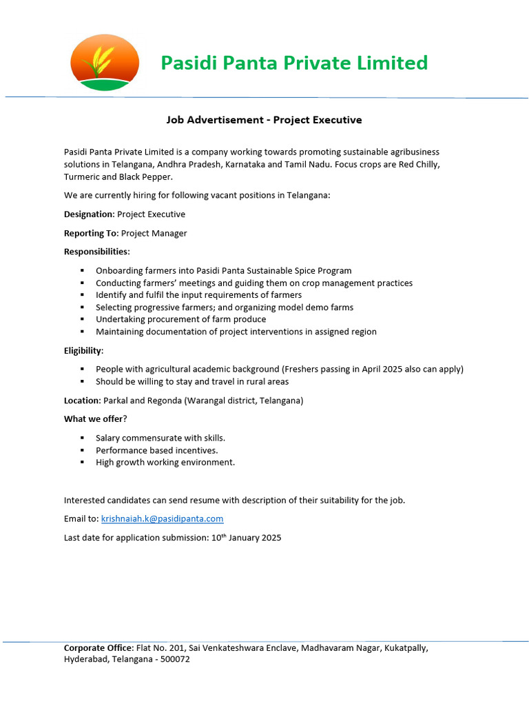 Job Advertisement - Pasidi Panta | PDF