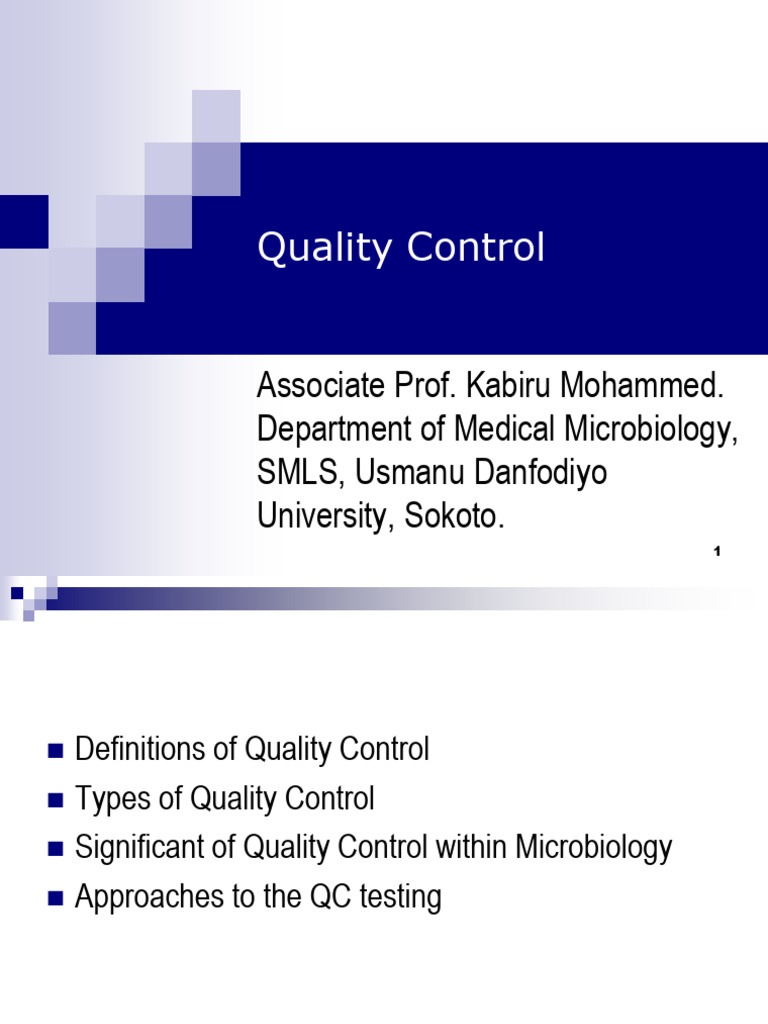 Quality control 1 | PDF | Quality Assurance | Medical Specialties