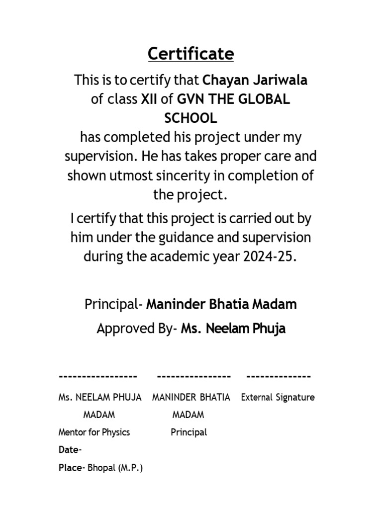 Chayan Certificate | PDF