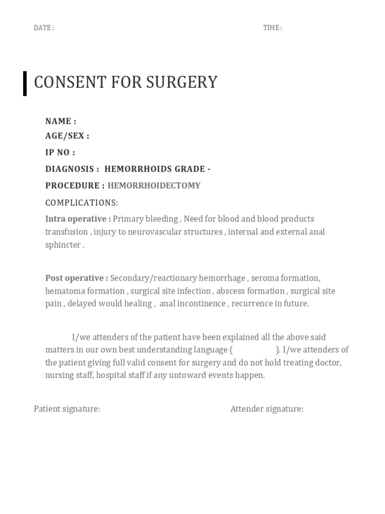 Hemorrhoid Ectomy | PDF