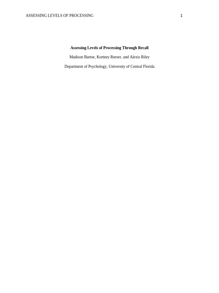 Experiment 2 Paper | PDF | Recall (Memory) | Cognition