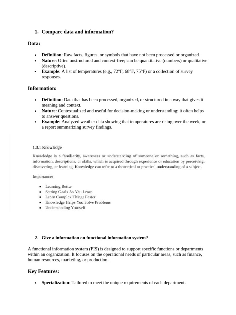 Compare Data and Information | PDF | Business | Computing