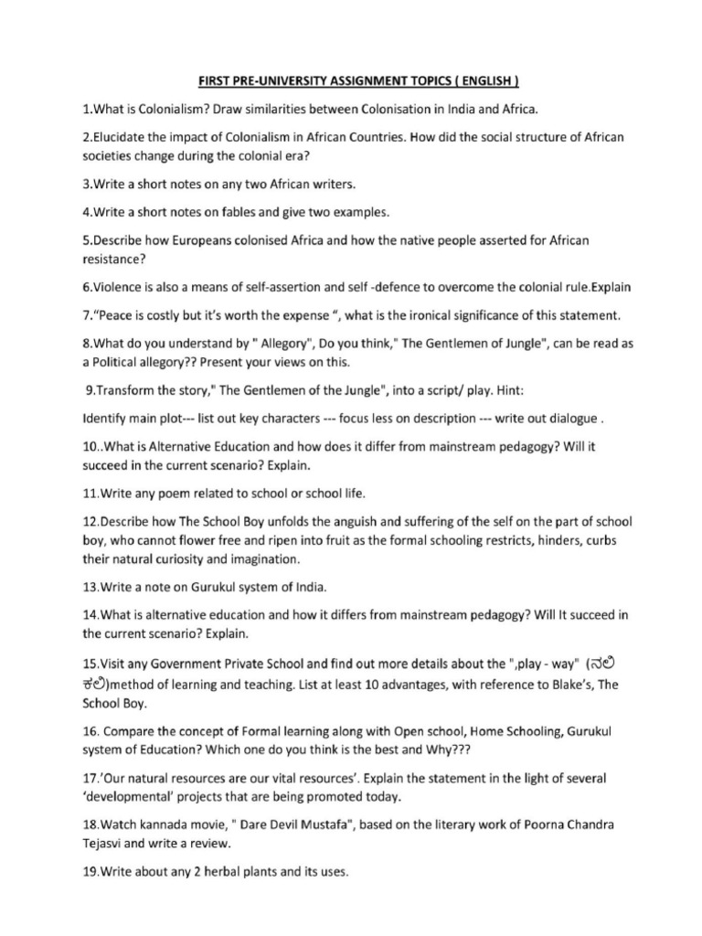 Frist Pu English Assignment | PDF