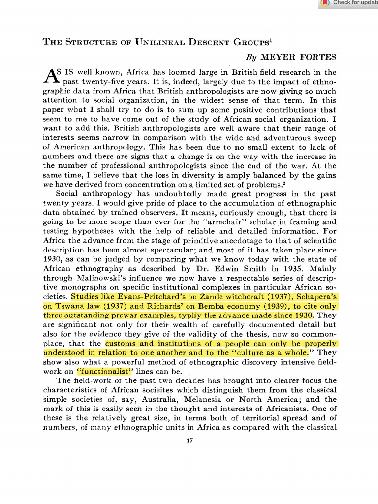 Structure of Unilineal Descent Groups | PDF | Kinship | Anthropology
