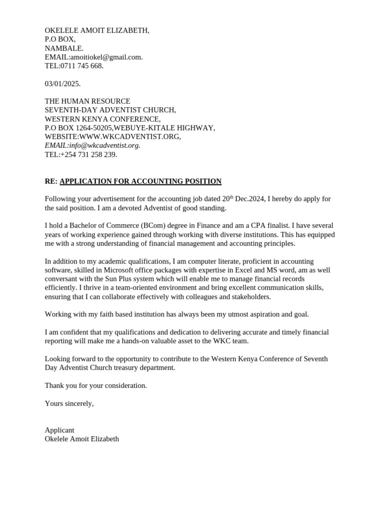 Application Letter Sda | PDF