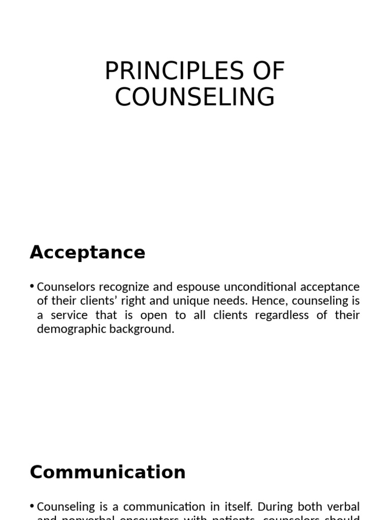 3 Principles of Counseling | PDF
