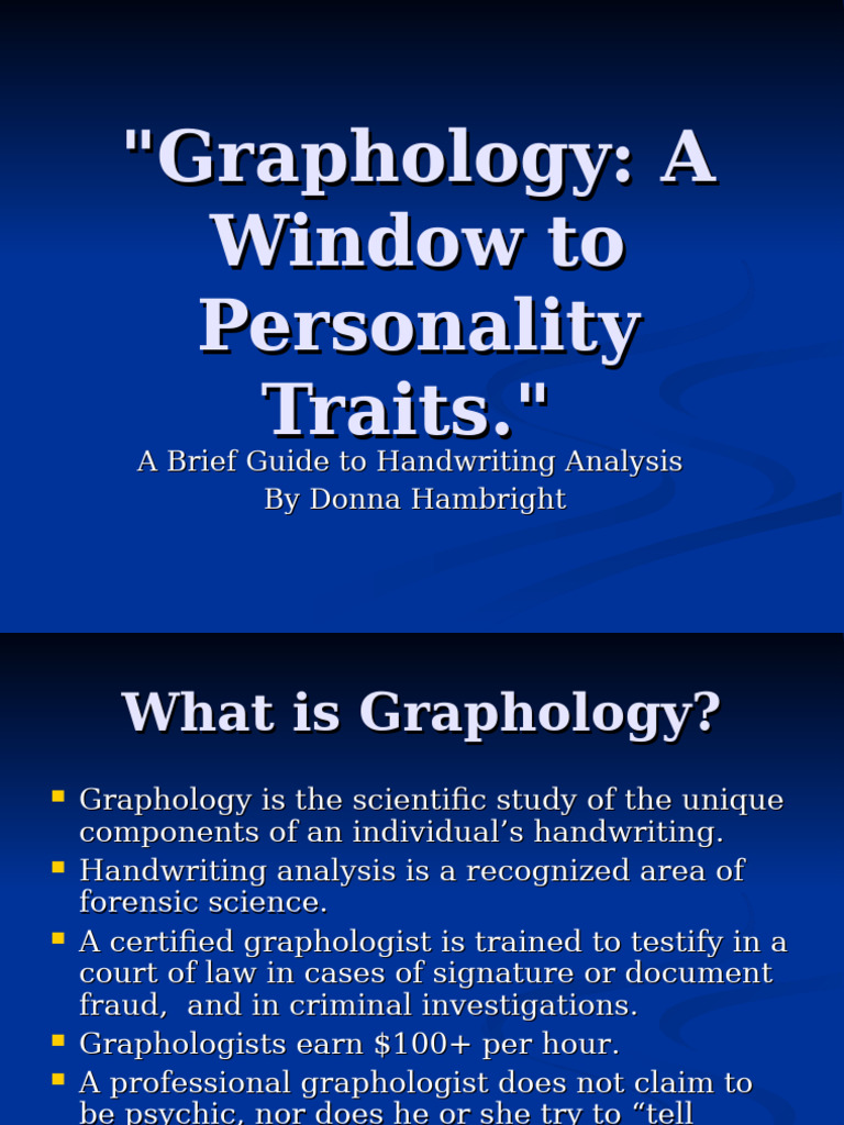 Graphology A Window To Personality Traits by Donna Hambright | PDF ...